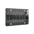 Personalize Diamond Plated Texture With Skull Head License Plate | Zazzle