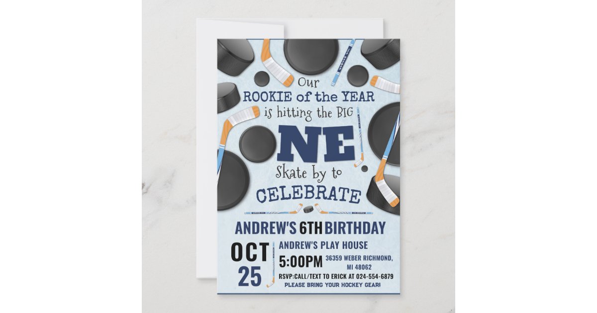 Personalize Digital Hockey 1st Birthday Party Invitation | Zazzle