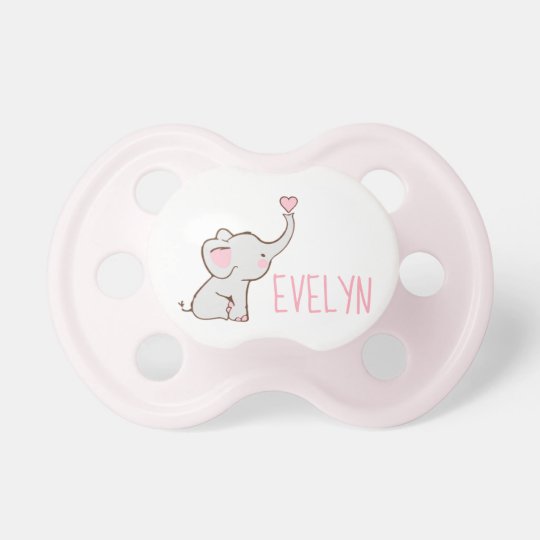 Personalize Elephant Pink Heart Baby pacifier | Zazzle.com