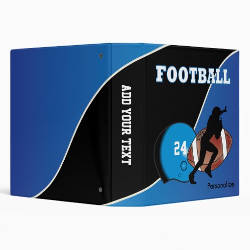 Personalize Football in Blue and Black Binder | Zazzle