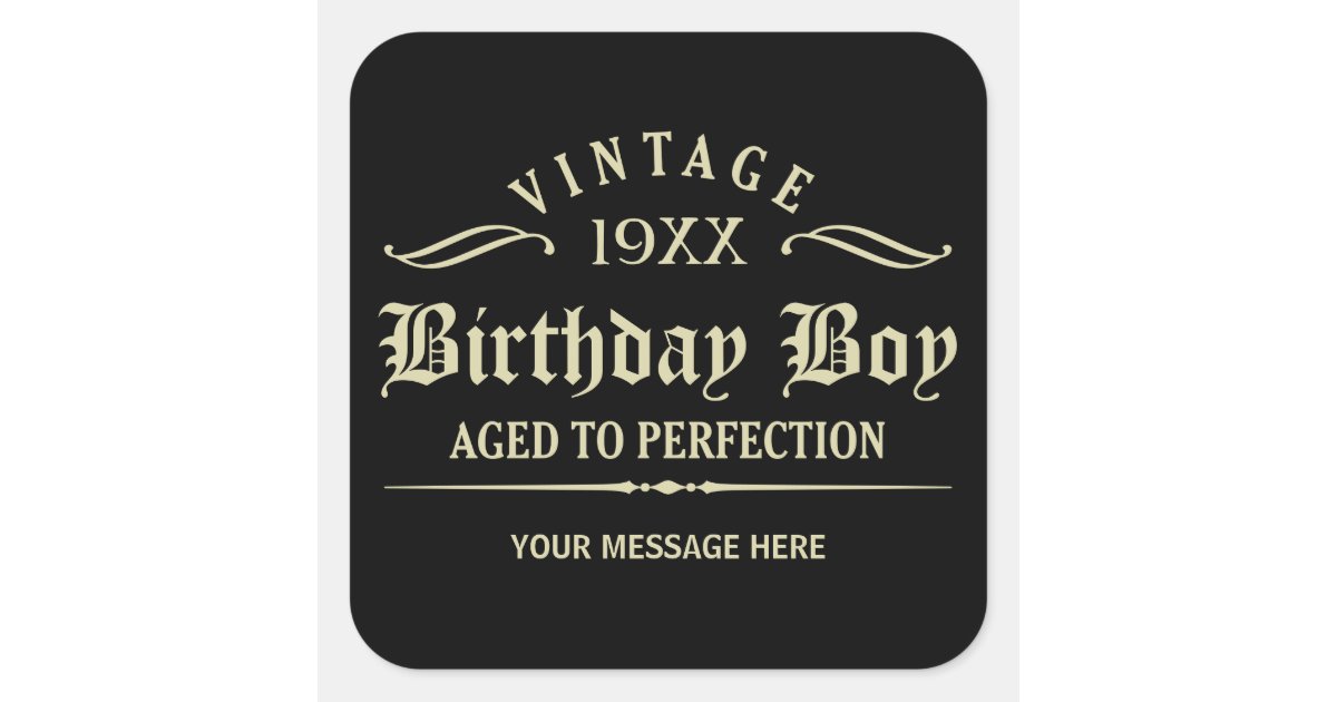 Personalize Funny Birthday Black Square Sticker | Zazzle