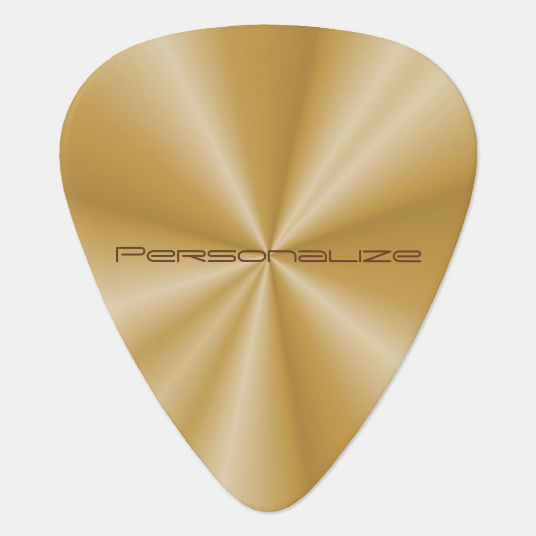 Personalize Gold Metallic Print Guitar Pick | Zazzle