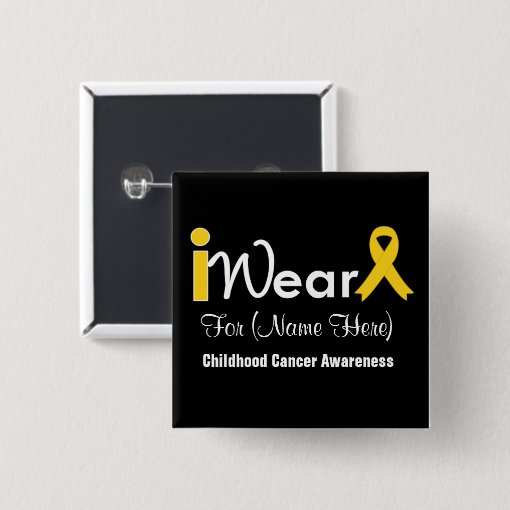 Personalize gold Ribbon Childhood Cancer Pinback Button | Zazzle