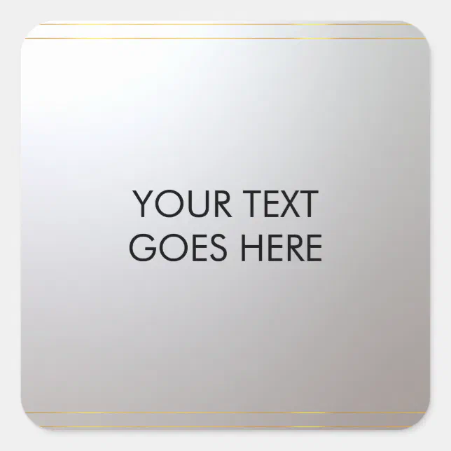Personalize Gold Silver Add Your Text Here Square Sticker | Zazzle