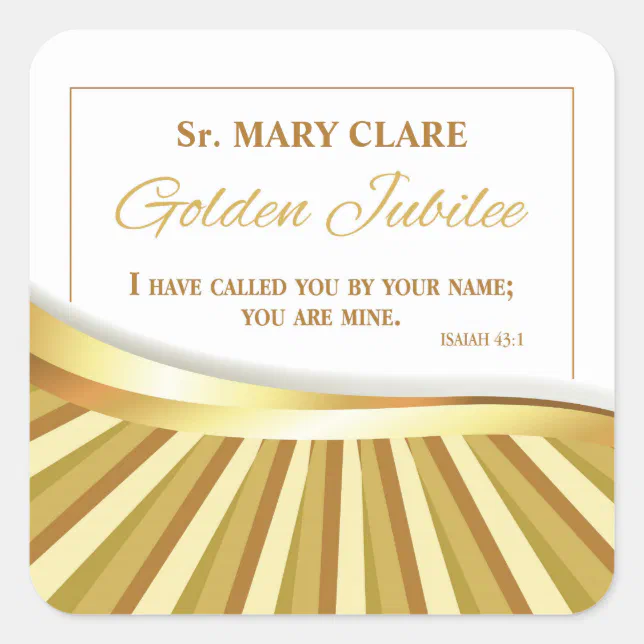Personalize, Golden Jubilee of Religious Life Square Sticker | Zazzle