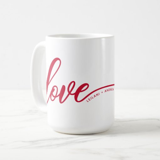 Personalize Hand-Lettered Love Red Coffee Mug | Zazzle