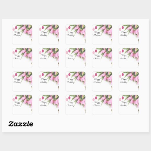 Personalize Happy Birthday Flower Sticker | Zazzle