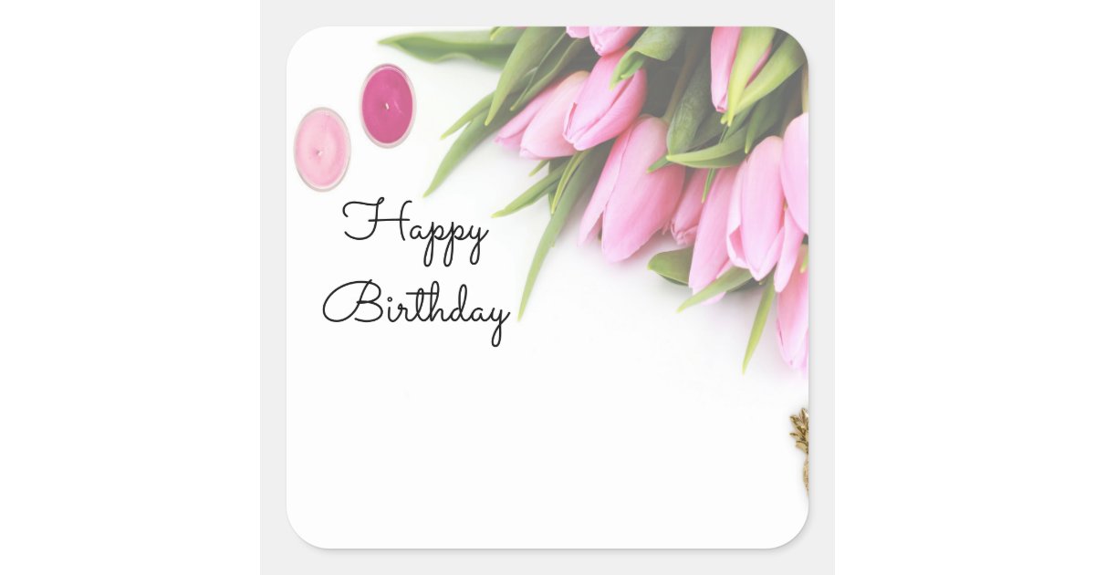 Personalize Happy Birthday Flower Sticker | Zazzle