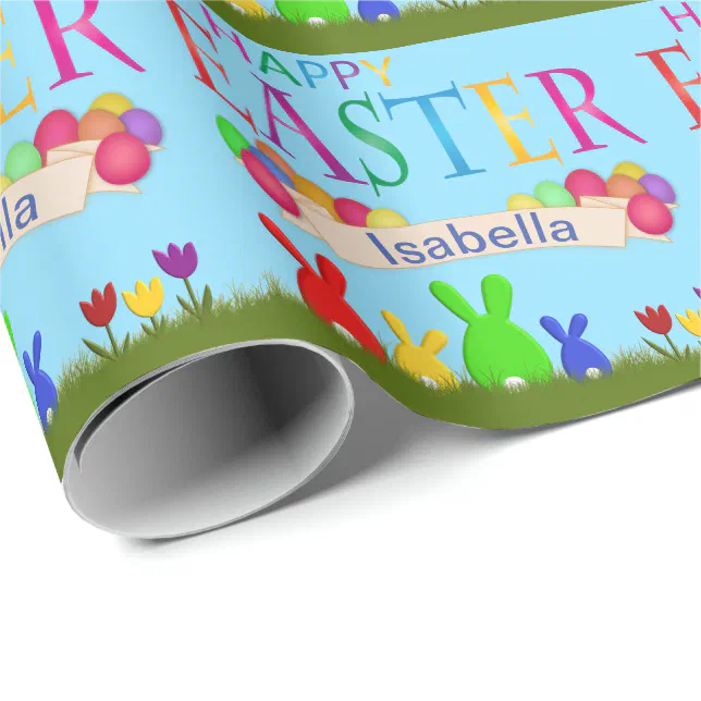 Personalize Happy Easter Wrapping Paper | Zazzle