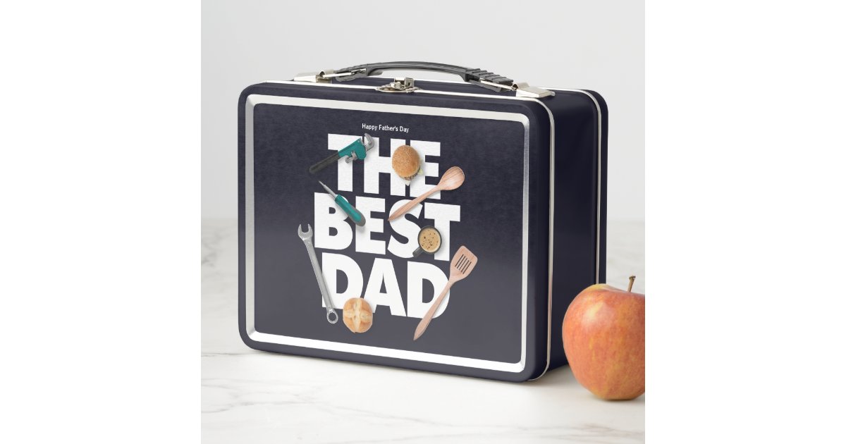 Personalize Happy Father's Day | The Best Dad-Dark Metal Lunch Box | Zazzle