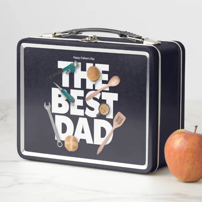 Personalize Happy Father's Day | The Best Dad-Dark Metal Lunch Box | Zazzle