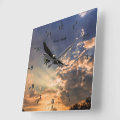 Personalize High Soaring Bald Eagle photography Square Wall Clock | Zazzle