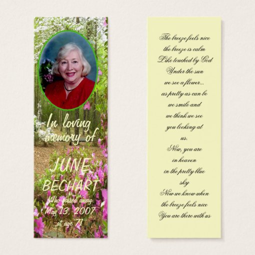 Personalize In Loving Memory Photo Bookmark | Zazzle