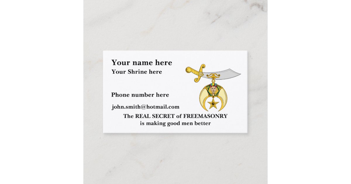 Personalize Masonic & Shriners Emblem Business Card | Zazzle
