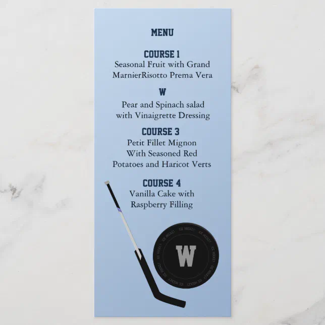 Personalize Menu cards Ice Hockey theme | Zazzle