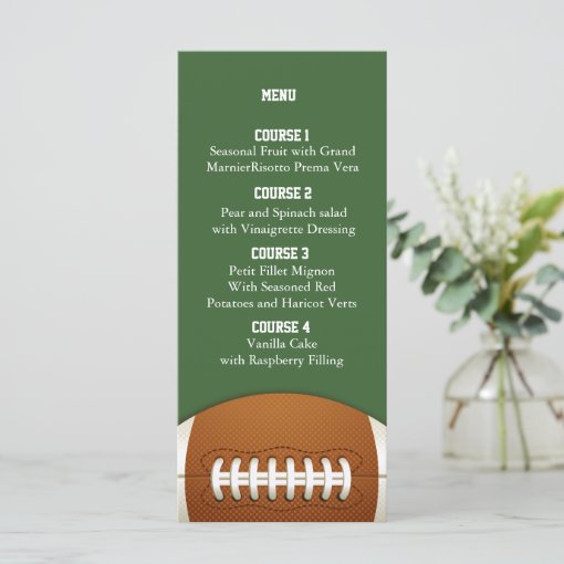 Personalize Menu cards Sports Party football theme | Zazzle