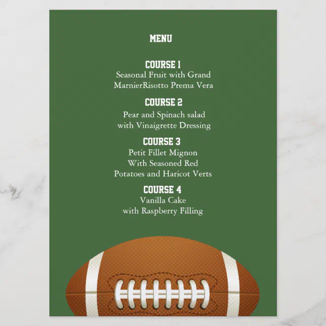 Personalize Menu cards Sports Party football theme | Zazzle