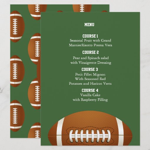 Personalize Menu cards Sports Party football theme | Zazzle