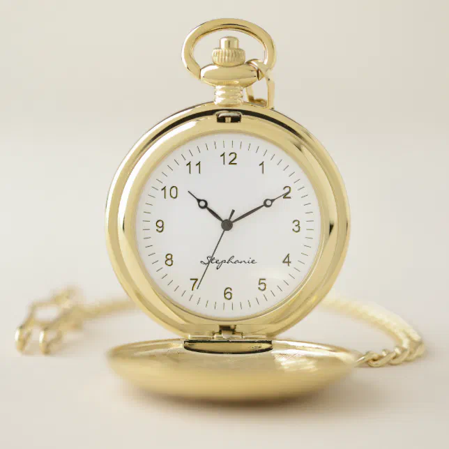 Personalize: Minimalist Elegant Simple Gold Number Pocket Watch | Zazzle