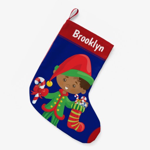 Personalize Multicultural Boy Elf Small Christmas Stocking | Zazzle