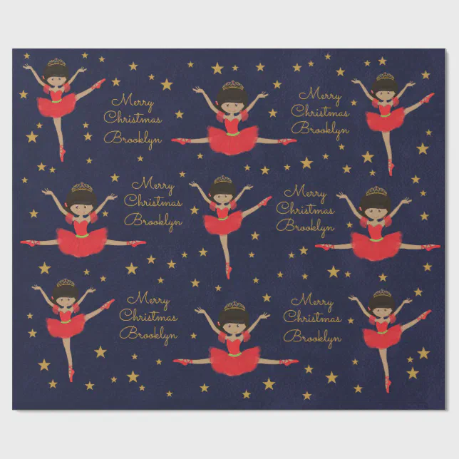 Personalize Multicultural Christmas Ballerina Wrapping Paper | Zazzle
