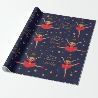 Personalize Multicultural Christmas Ballerina Wrapping Paper | Zazzle