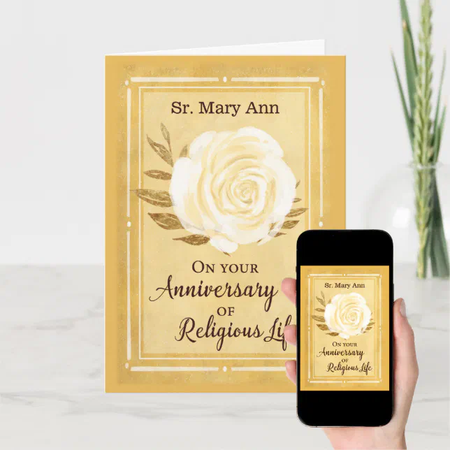 Personalize Name Anniversary of Religious Life Nun Card | Zazzle