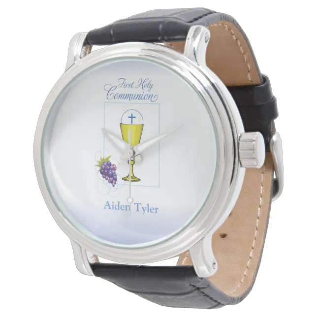 Personalize Name Boy First Communion Chalice, Host Watch | Zazzle