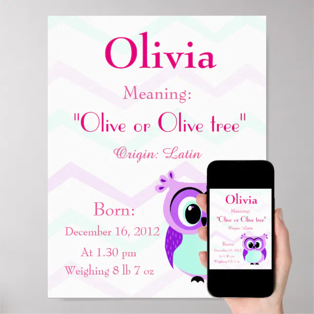 Personalize Name meaning keepsake nursery room Poster | Zazzle
