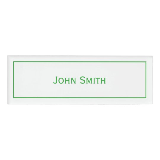 Personalize Name on Modern Minimal Green & White Name Tag | Zazzle.com