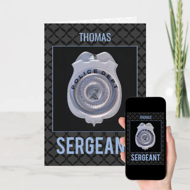 Personalize Name Promotion to Sergeant in Police Card | Zazzle