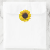 Personalize Name Sunflower Label Round Sticker | Zazzle