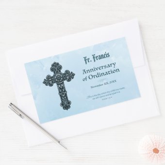 Personalize, Ordination Anniversary Priest, Cross Rectangular Sticker ...