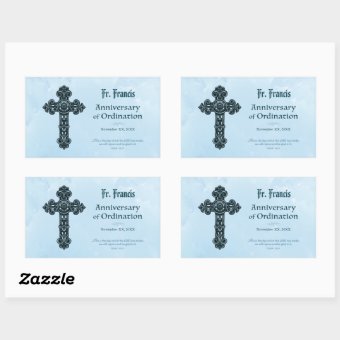 Personalize, Ordination Anniversary Priest, Cross Rectangular Sticker ...