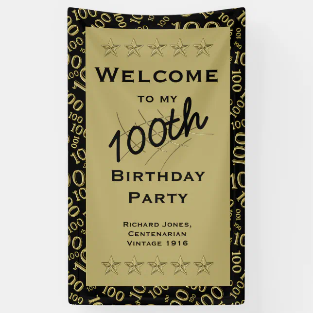 Personalize: Personalize: Welcome to my 100th Bir Banner | Zazzle