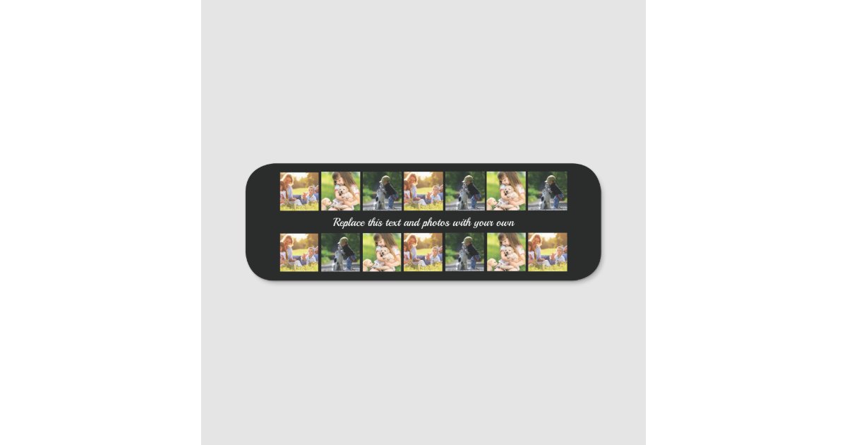 Personalize photo collage and text name tag | Zazzle