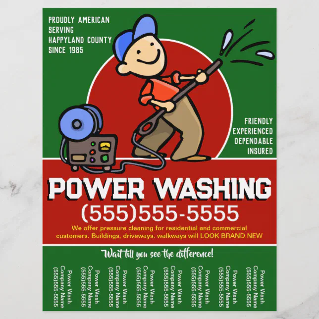 Personalize! Power Washing Pressure Cleaning Promo Flyer | Zazzle