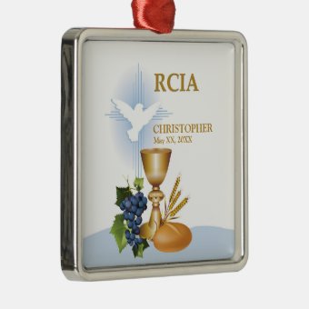 Personalize, RCIA Congrats Catholic Sacrament Metal Ornament | Zazzle
