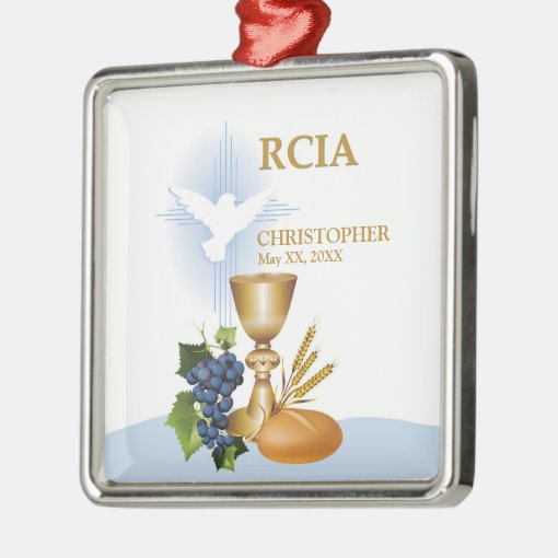 Personalize, RCIA Congrats Catholic Sacrament Metal Ornament | Zazzle