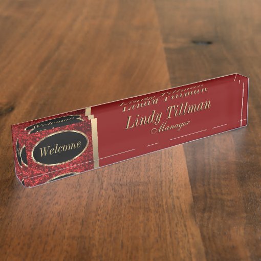 Personalize, Red and Gold Name Plate | Zazzle