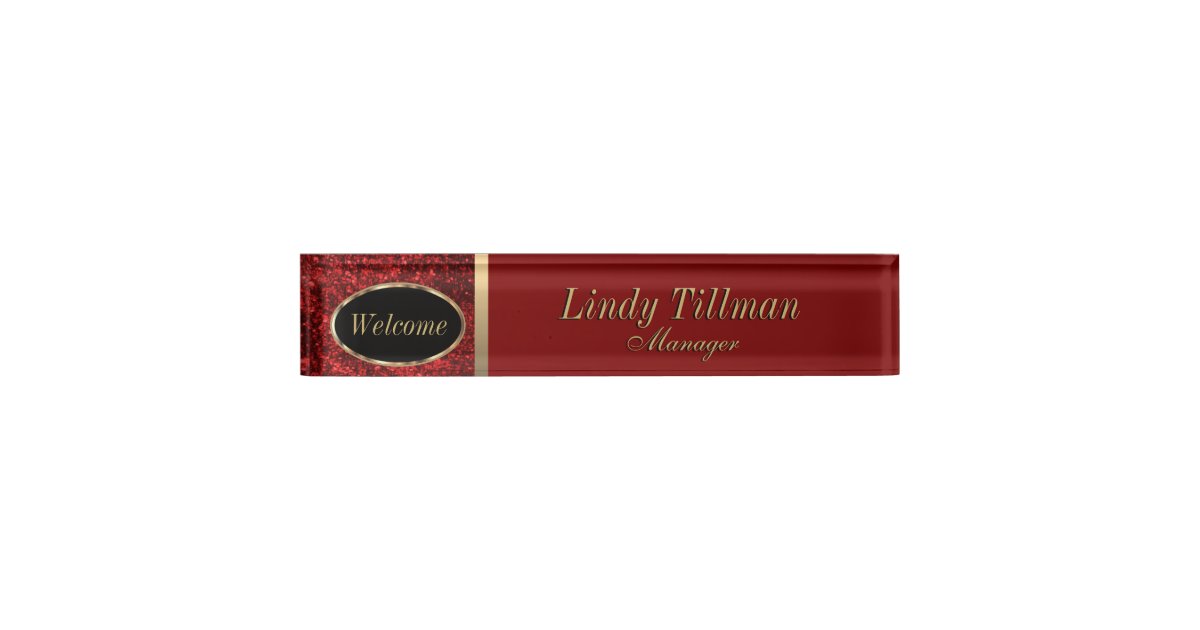 Personalize, Red and Gold Name Plate | Zazzle