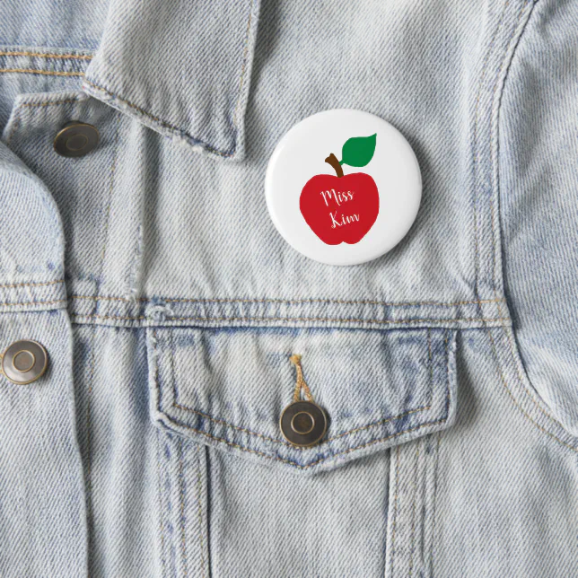 Personalize Red Apple Teacher Gift Pin | Zazzle