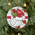 Personalize Santa Hat Christmas Volleyball Ceramic Ornament | Zazzle