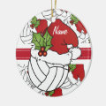 Personalize Santa Hat Christmas Volleyball Ceramic Ornament | Zazzle