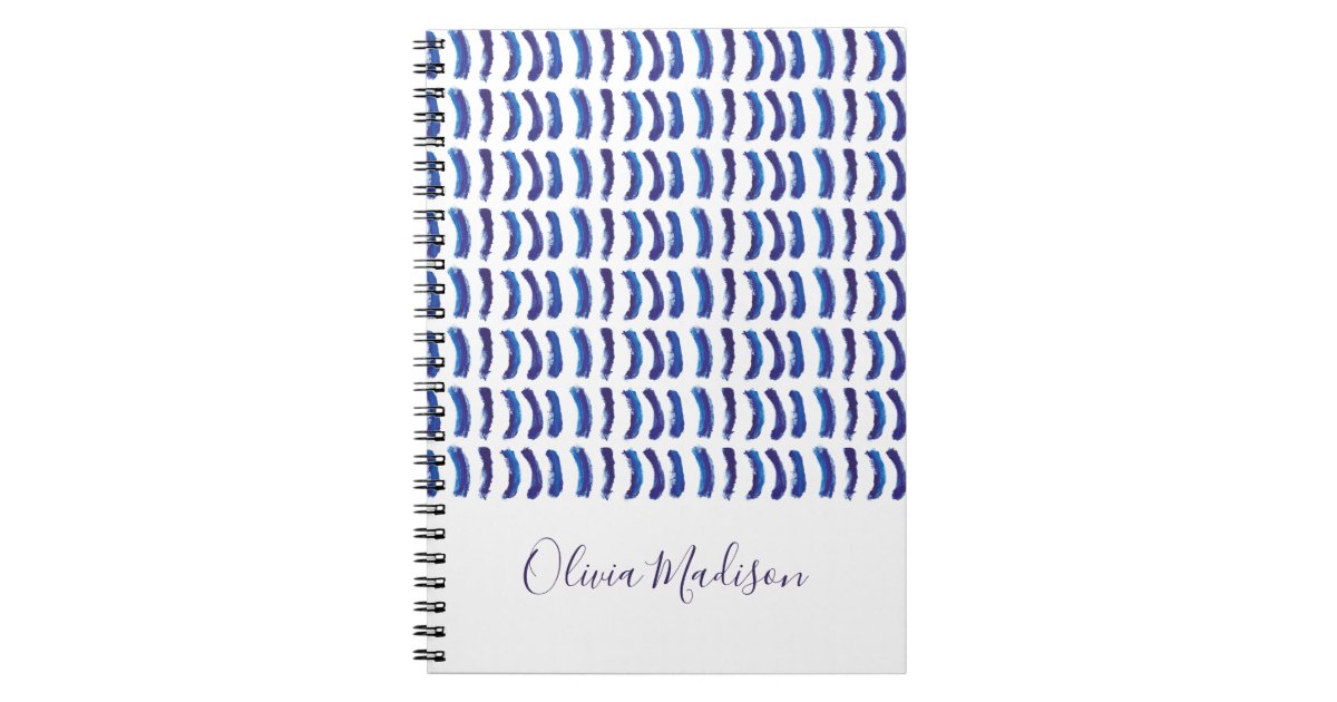 Personalize Simple Minimalist Oil Paint Blue Lines Notebook | Zazzle