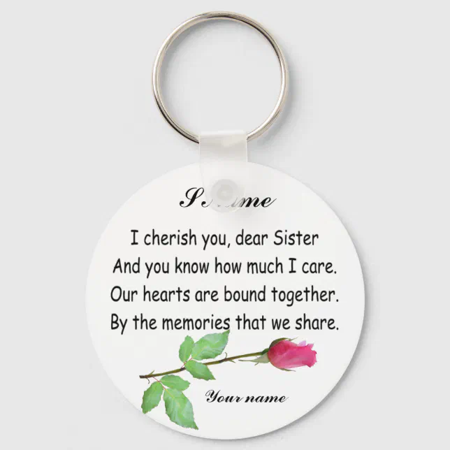 PERSONALIZE SISTER-KEYCHAIN KEYCHAIN | Zazzle