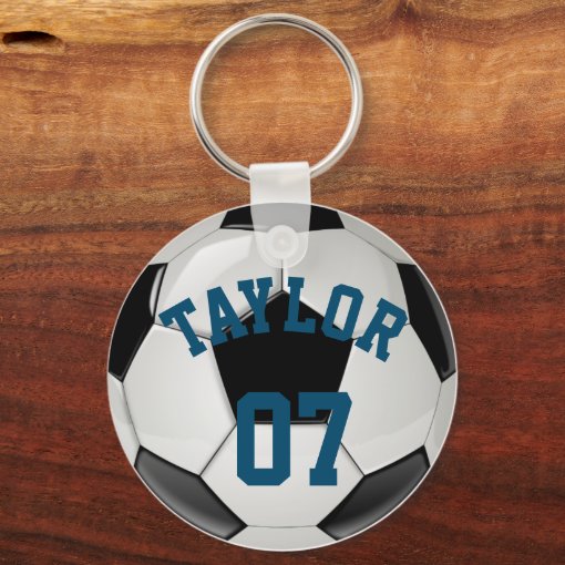 Personalize Soccer ball player's Name and Number Keychain | Zazzle