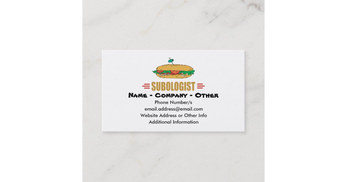 Personalize Sub Sandwiches Business Card | Zazzle