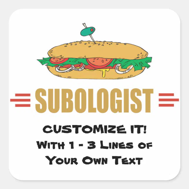 Personalize Sub Sandwiches Square Sticker | Zazzle