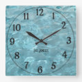 Personalize: Swimming Pool Water - Summer Abstract Large Clock | Zazzle